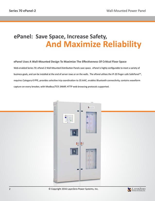 LayerZero Series 70: ePanel-2 Wall-Mounted Power Panel | PDF