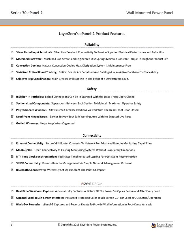 LayerZero Series 70: ePanel-2 Wall-Mounted Power Panel | PDF