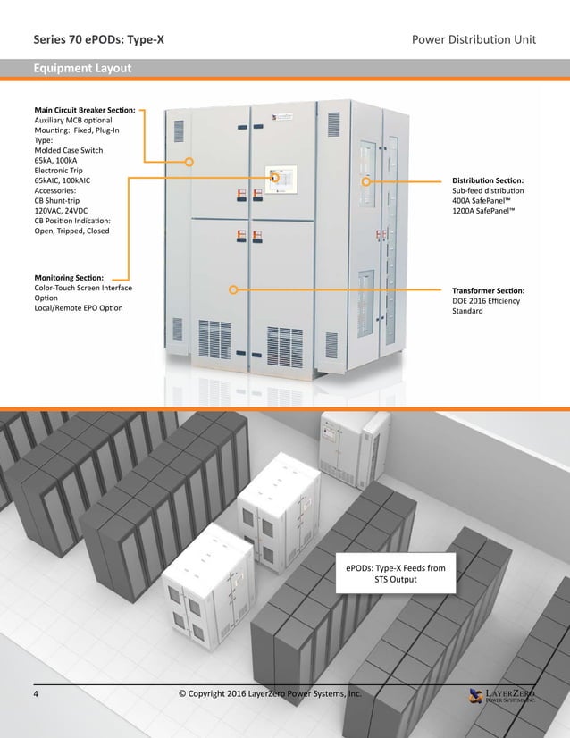 LayerZero Series 70 ePODs: Type-X Power Distribution Unit with Transformer and Distribution | PDF