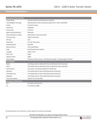 LayerZero Series 70: eSTS Static Transfer Switch 150 A - 1200 A | PDF