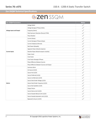 LayerZero Series 70: eSTS Static Transfer Switch 150 A - 1200 A | PDF