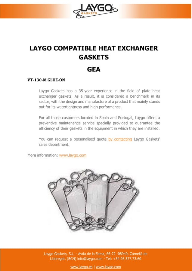 LAYGO COMPATIBLE HEAT EXCHANGER GASKETS GEA | PDF | Technology & Computing