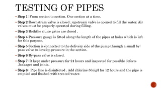 Laying, jointing and testing of pipes | PPTX