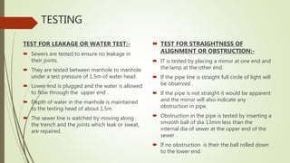 Laying and Testing of sewer | PPTX