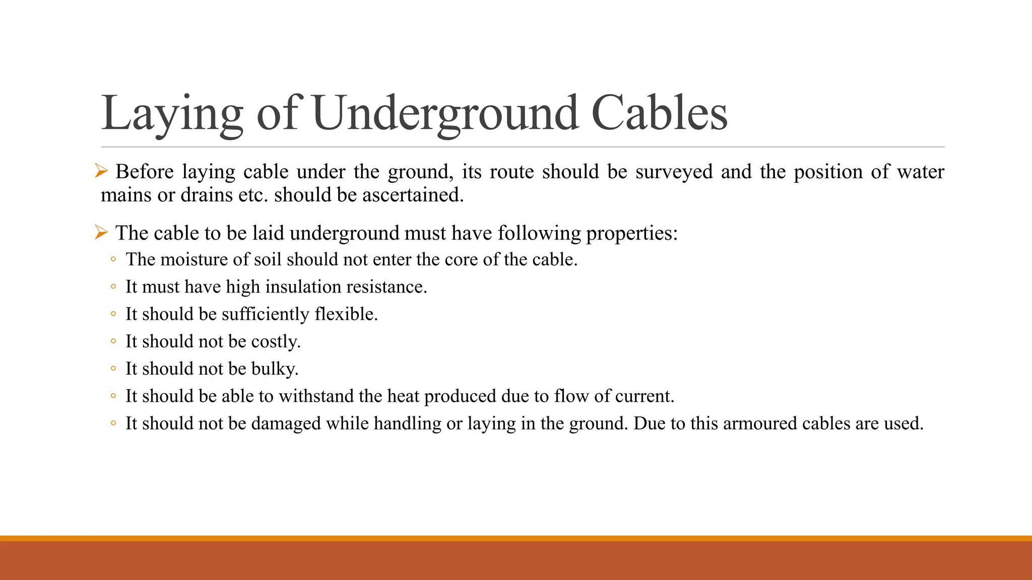 Laying of Underground Cables in INSTALLATION AND MAINTENANCE OF ...