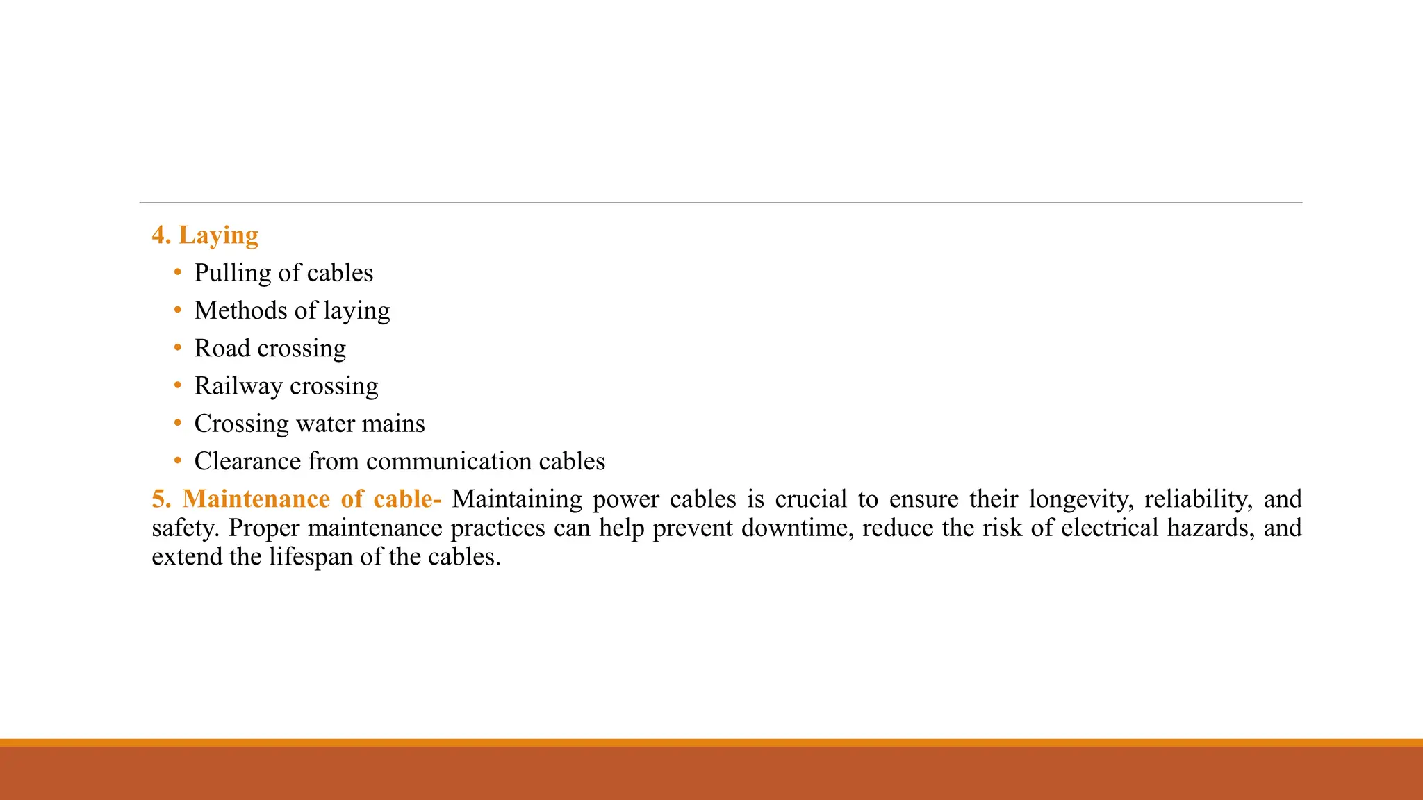 Laying of Underground Cables in INSTALLATION AND MAINTENANCE OF ...