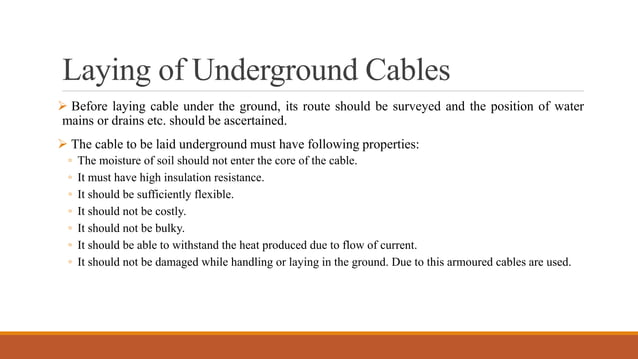Laying of Underground Cables in INSTALLATION AND MAINTENANCE OF ...