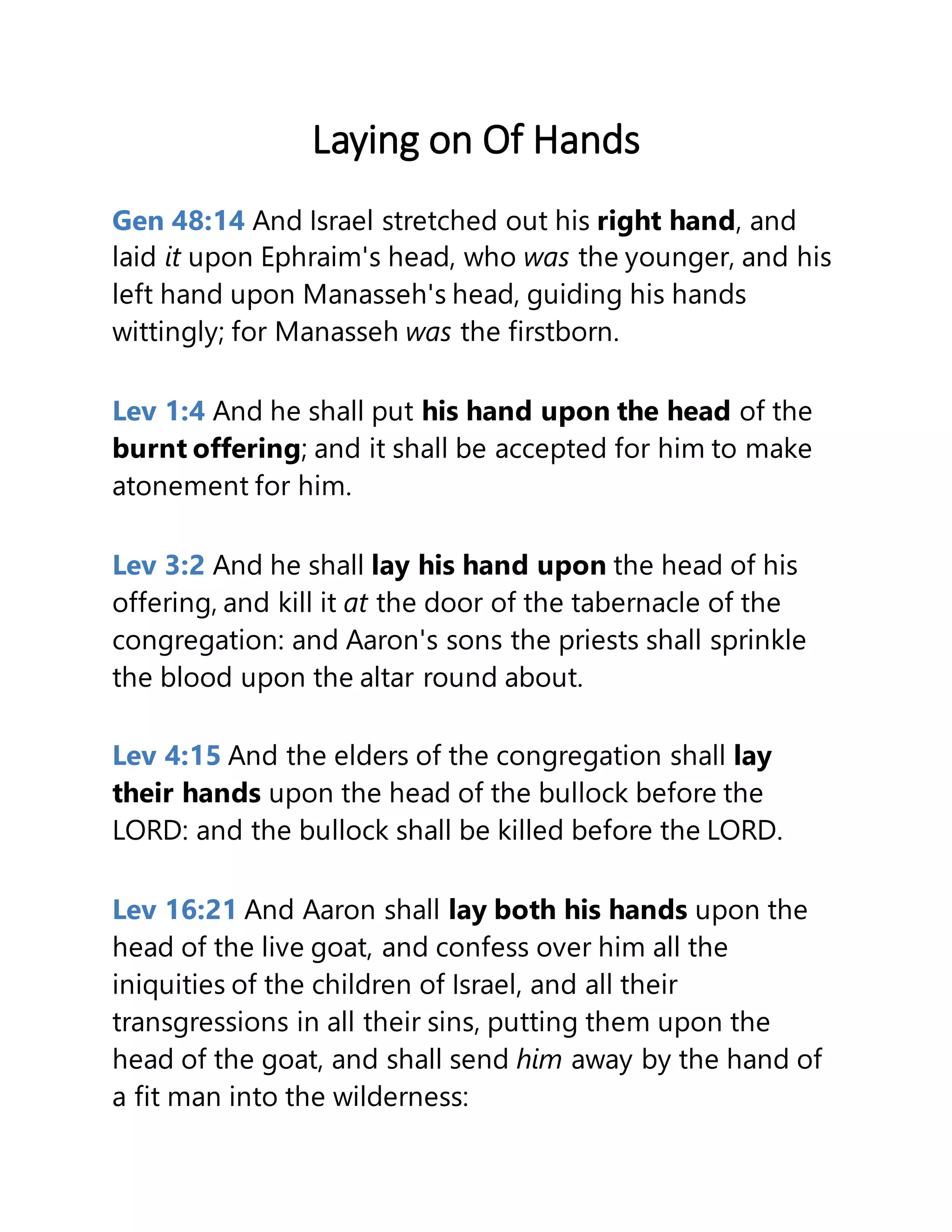 Laying on of hands | DOCX | Christianity | Religion & Spirituality