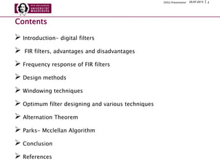 Design of FIR Filters | PPTX