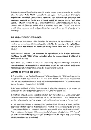 Laylatul Qadr - The Night of Power | PDF