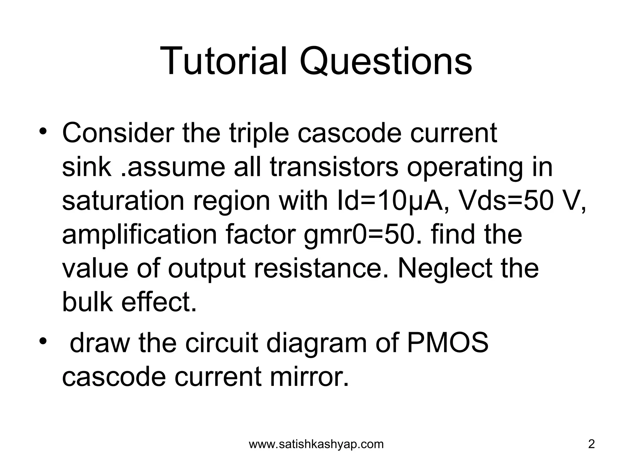 Layout of current mirror by taking some example | PPT