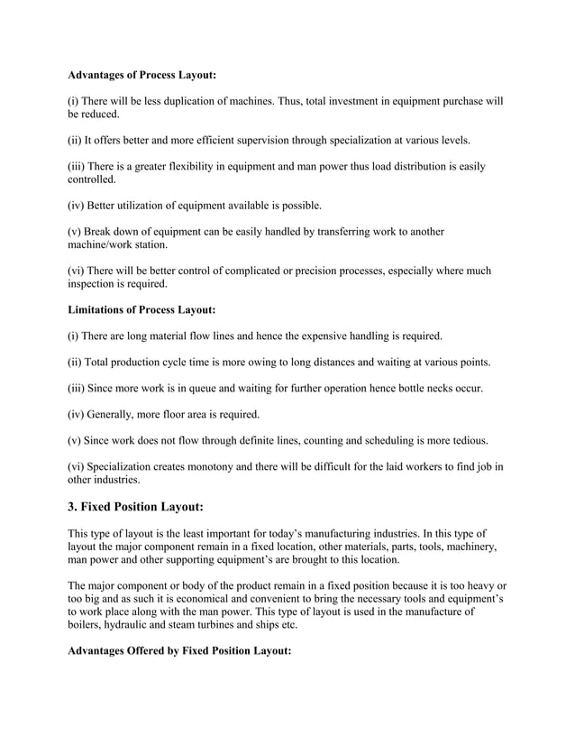 Different types of Production Layout | DOC