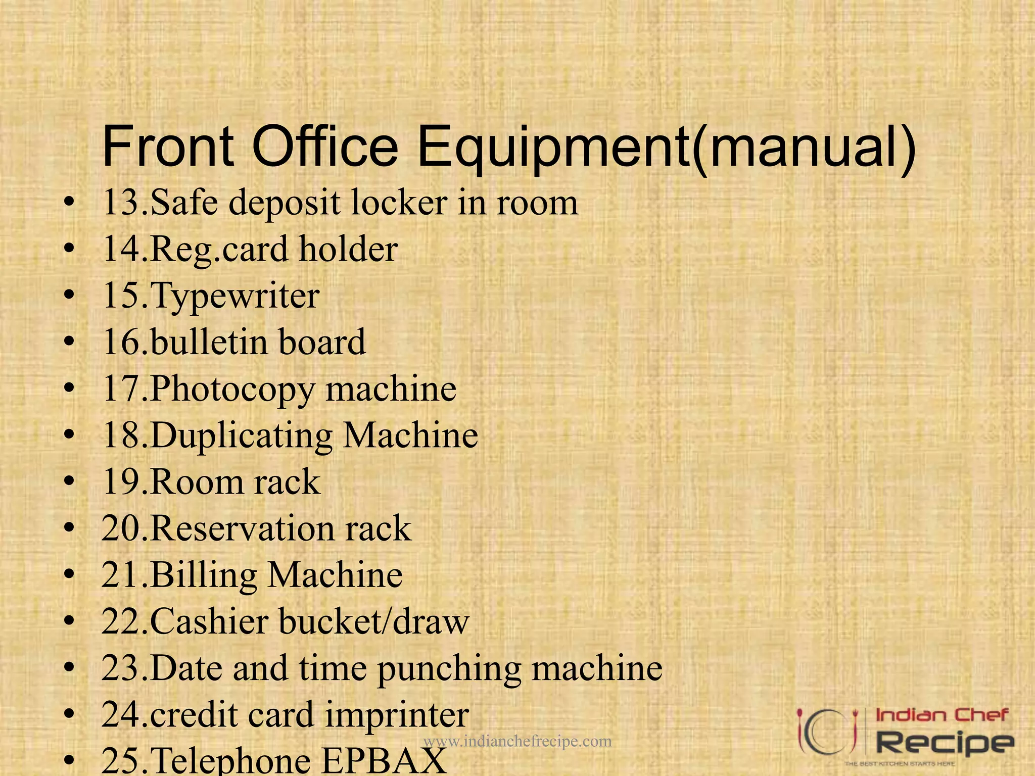 LAYOUT AND SECTIONS OF FRONT OFFICE | PPTX