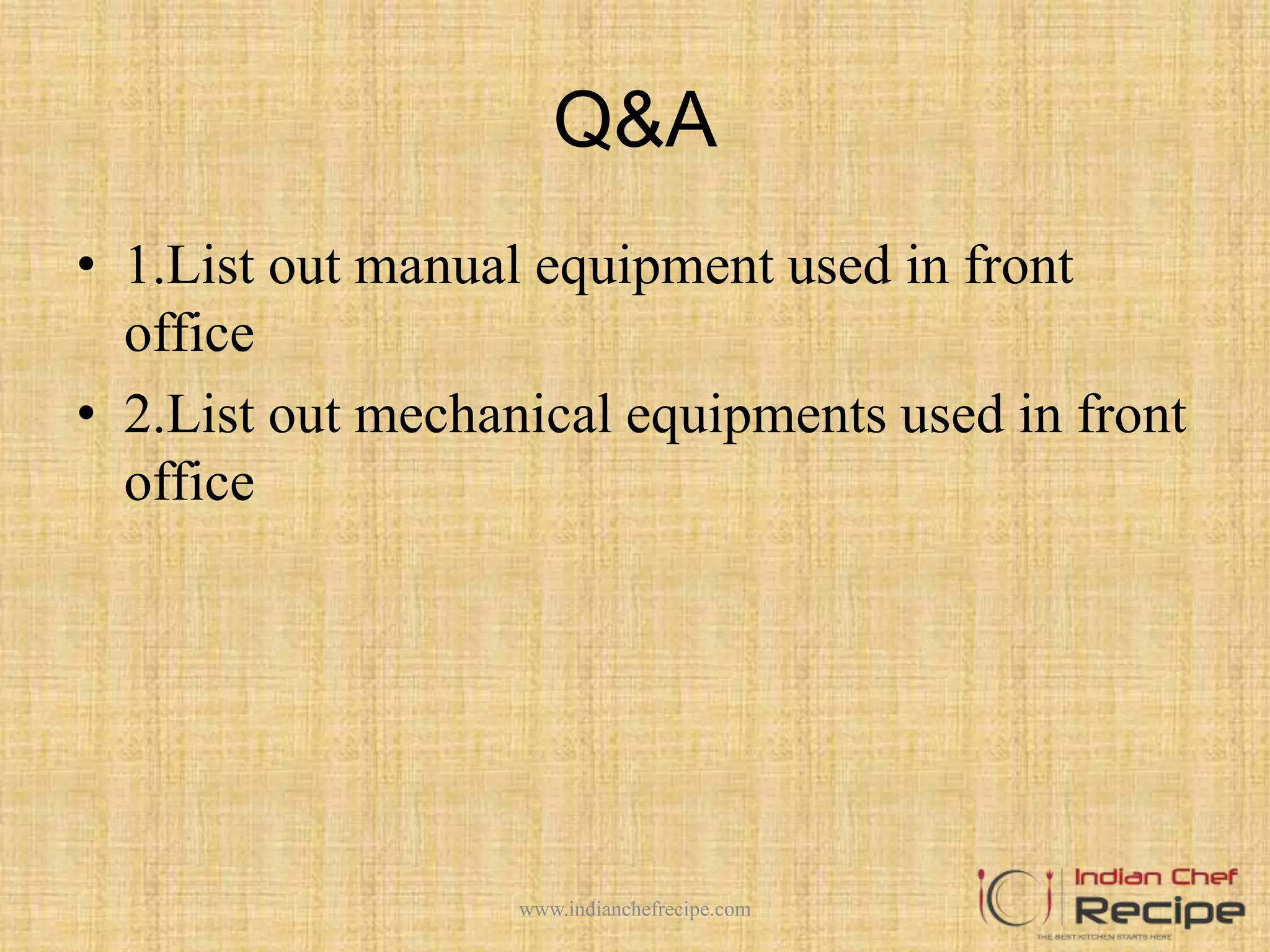 LAYOUT AND SECTIONS OF FRONT OFFICE | PPTX