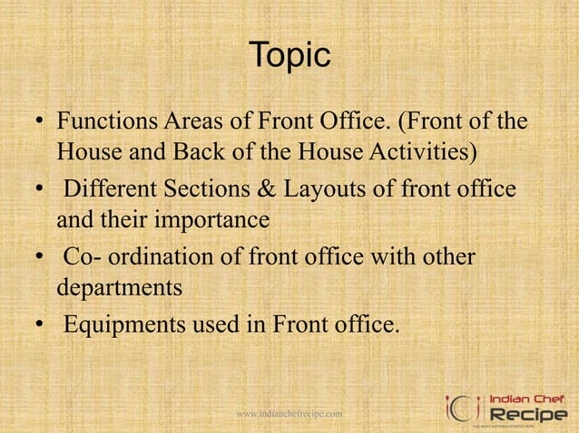 LAYOUT AND SECTIONS OF FRONT OFFICE | PPTX | Hospitality Industry ...