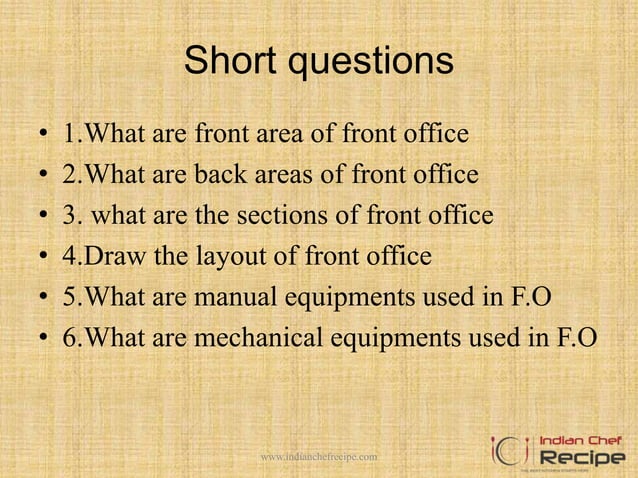 LAYOUT AND SECTIONS OF FRONT OFFICE | PPTX | Hospitality Industry ...
