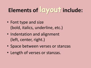 Poetry Layout And Text Features | PPTX