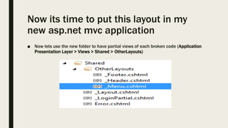 Master Layout creation bootstrap template & Dot Net MVC | PPT