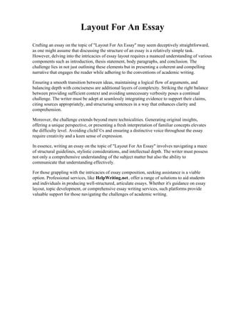 Layout For An Essay. Massachusetts School of Law at Andover | PDF ...