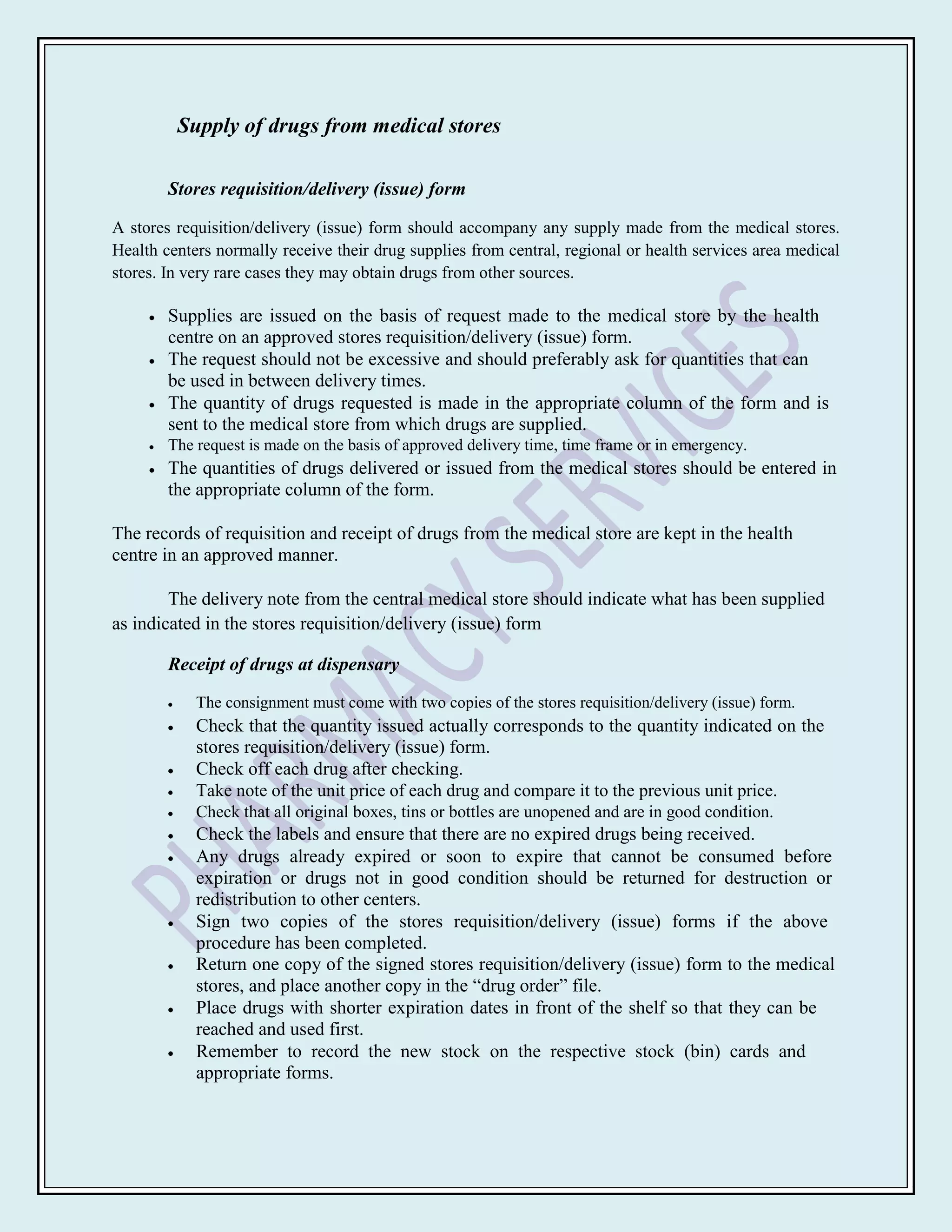 Layout for medicine store | DOCX