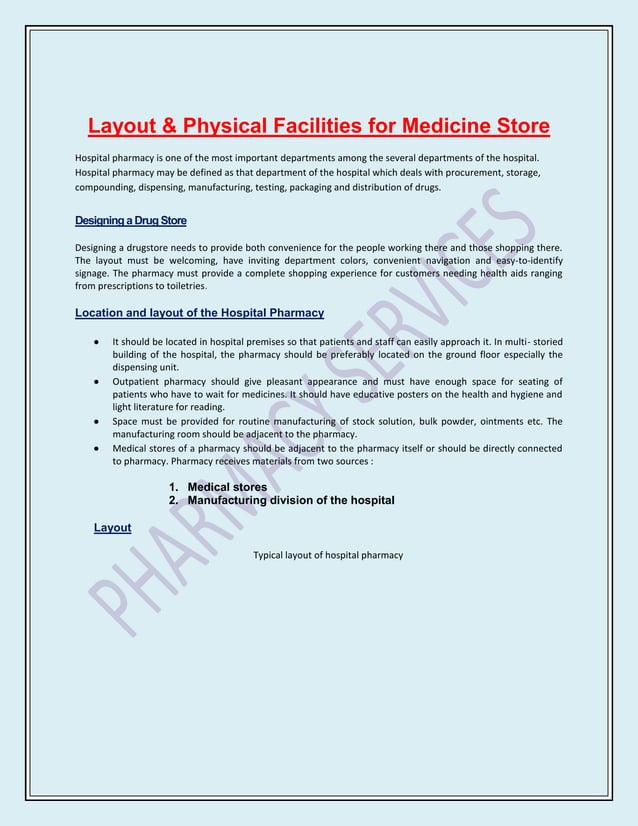 Layout for medicine store | DOCX
