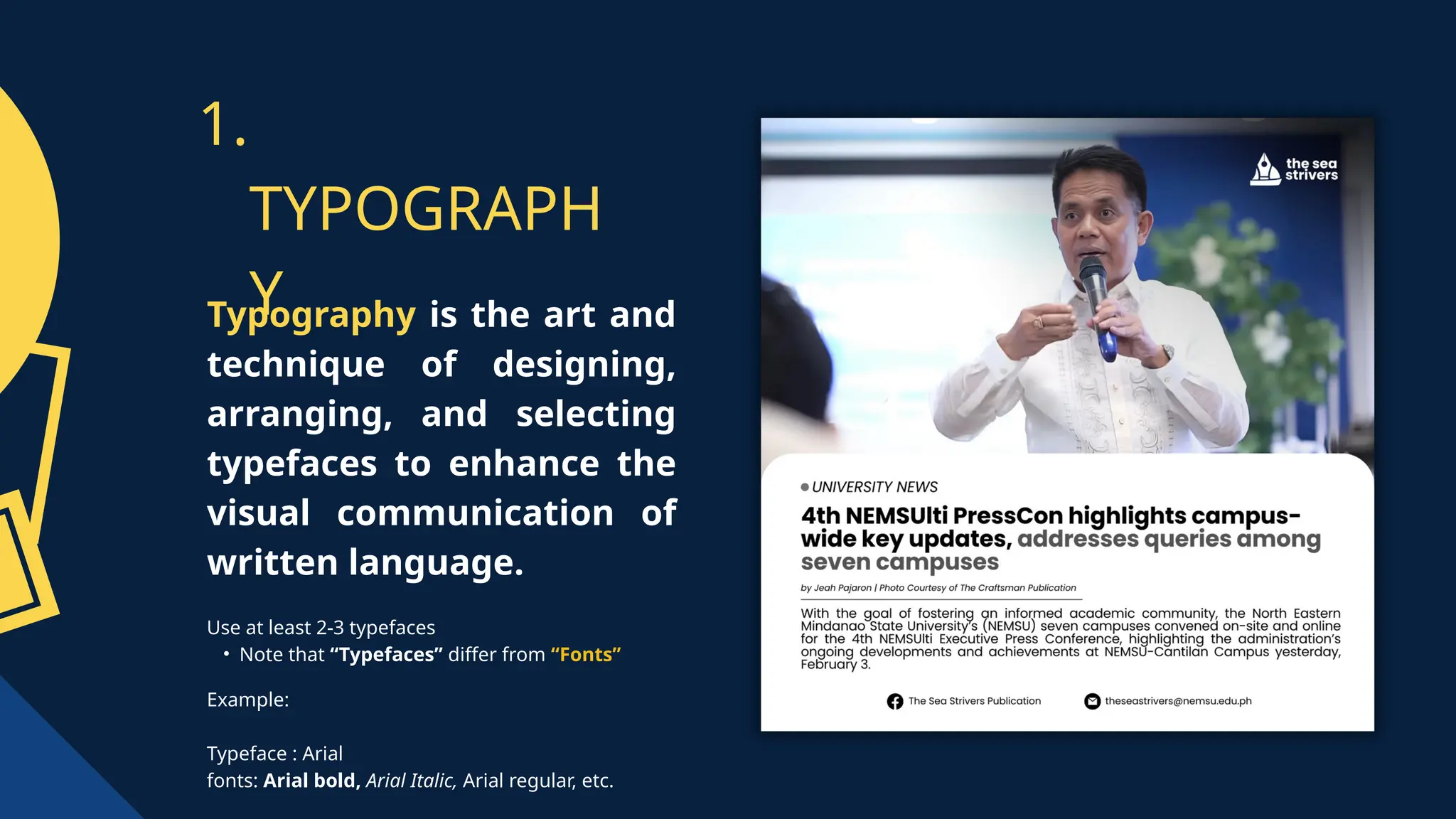 a ppt about the parts of a newsletter and basic graphic design ...