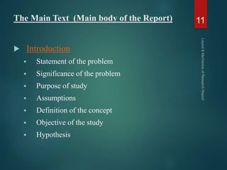 Layout & mechanics of research report | PPTX