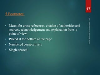 Layout & mechanics of research report | PPTX