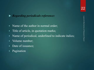 Layout & mechanics of research report | PPTX