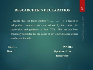 Layout & mechanics of research report | PPTX