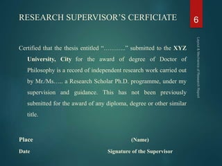 Layout & mechanics of research report | PPTX