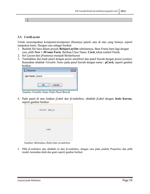 Layout Java dengan netbeans | PDF