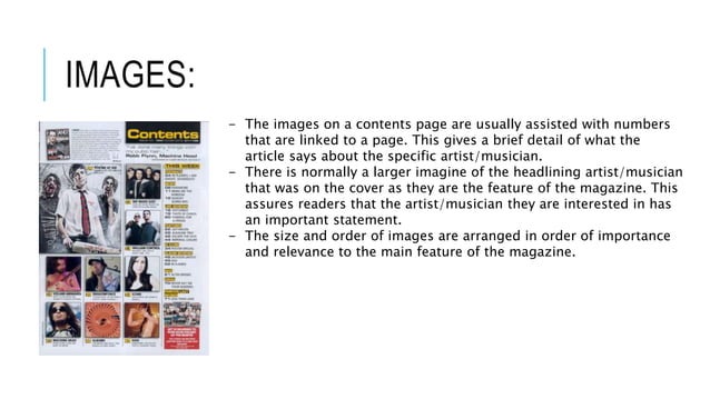 Layout of a context page