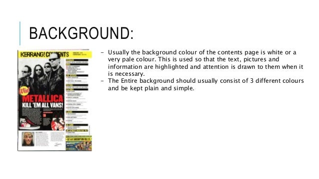 Layout of a context page