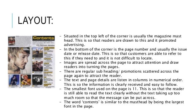 Layout of a context page