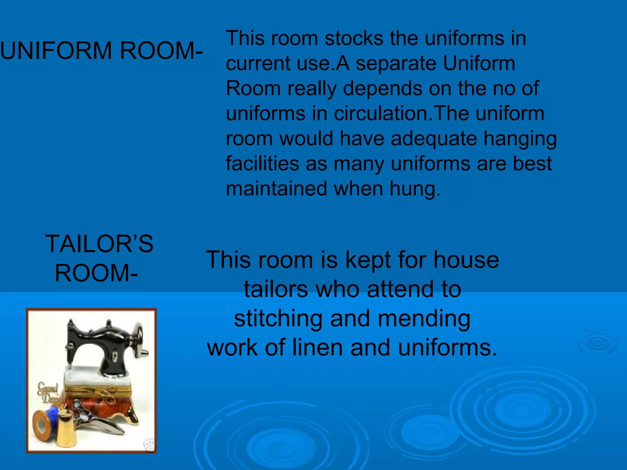 Layout of housekeeping dept. with explanation | PPT