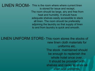 Layout of housekeeping dept. with explanation | PPT