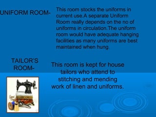 Layout of housekeeping dept. with explanation | PPT