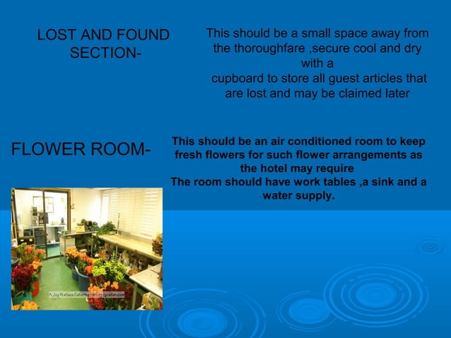 Layout of housekeeping dept. with explanation | PPT