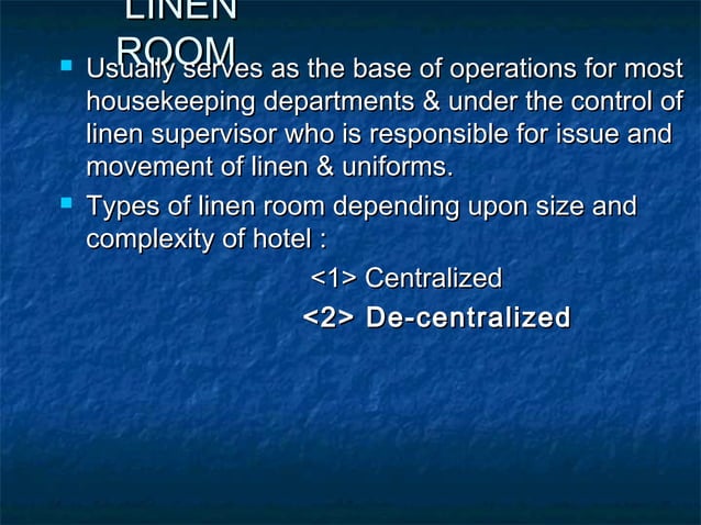 Layout of housekeeping dept. with explanation | PPT