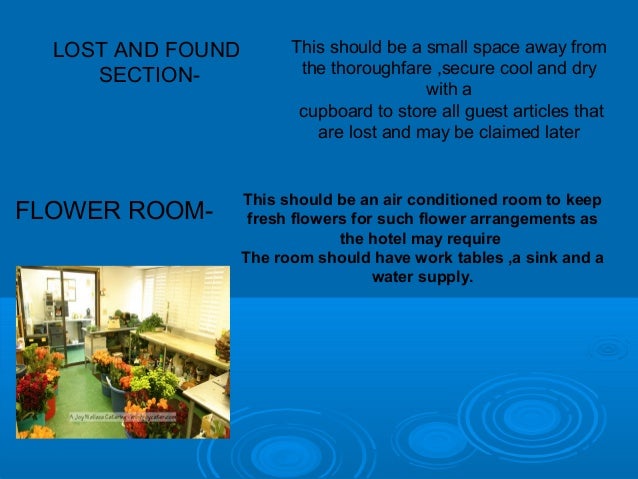 Layout of housekeeping dept. with explanation