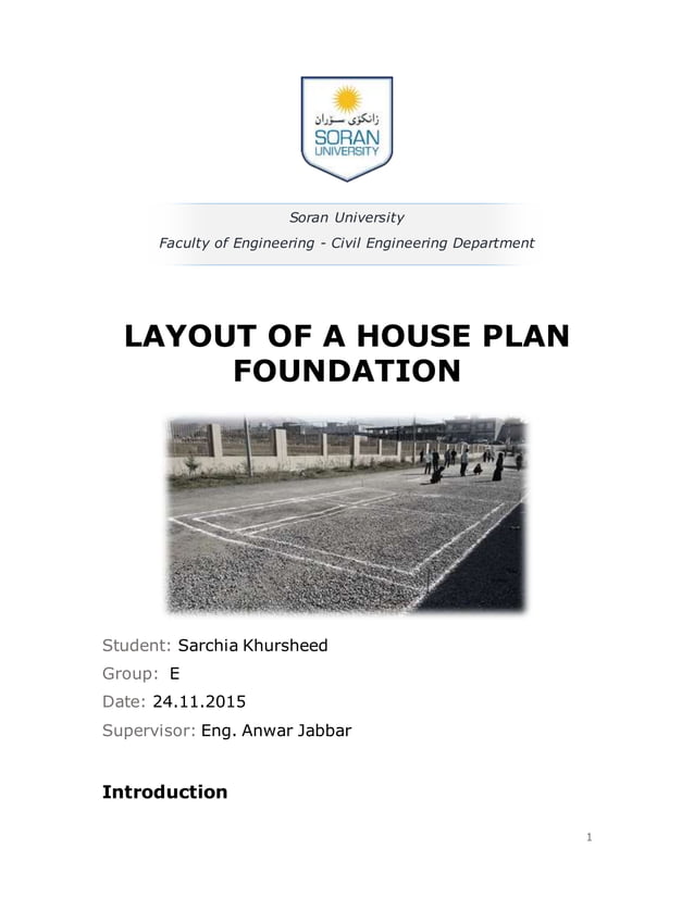 Layout of a House Plan Foundation - Report | DOCX | Civil Engineering ...