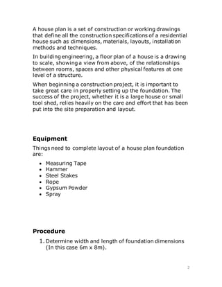 Layout of a House Plan Foundation - Report | DOCX