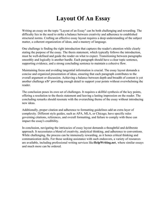 Layout Of An Essay.pdf | Homework and Study | Education