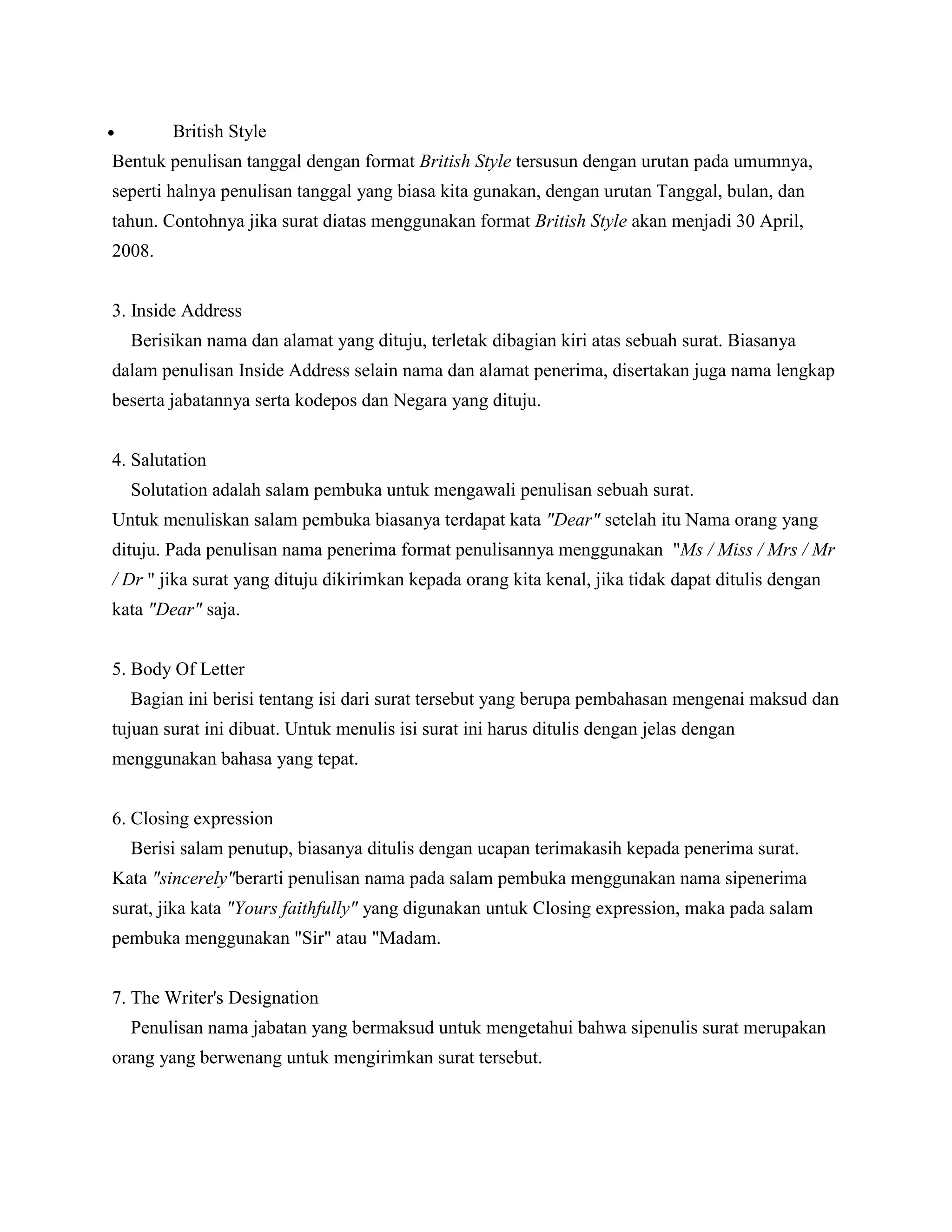 Layout of business english letter | DOC