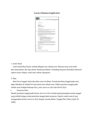 Layout of business english letter | DOC