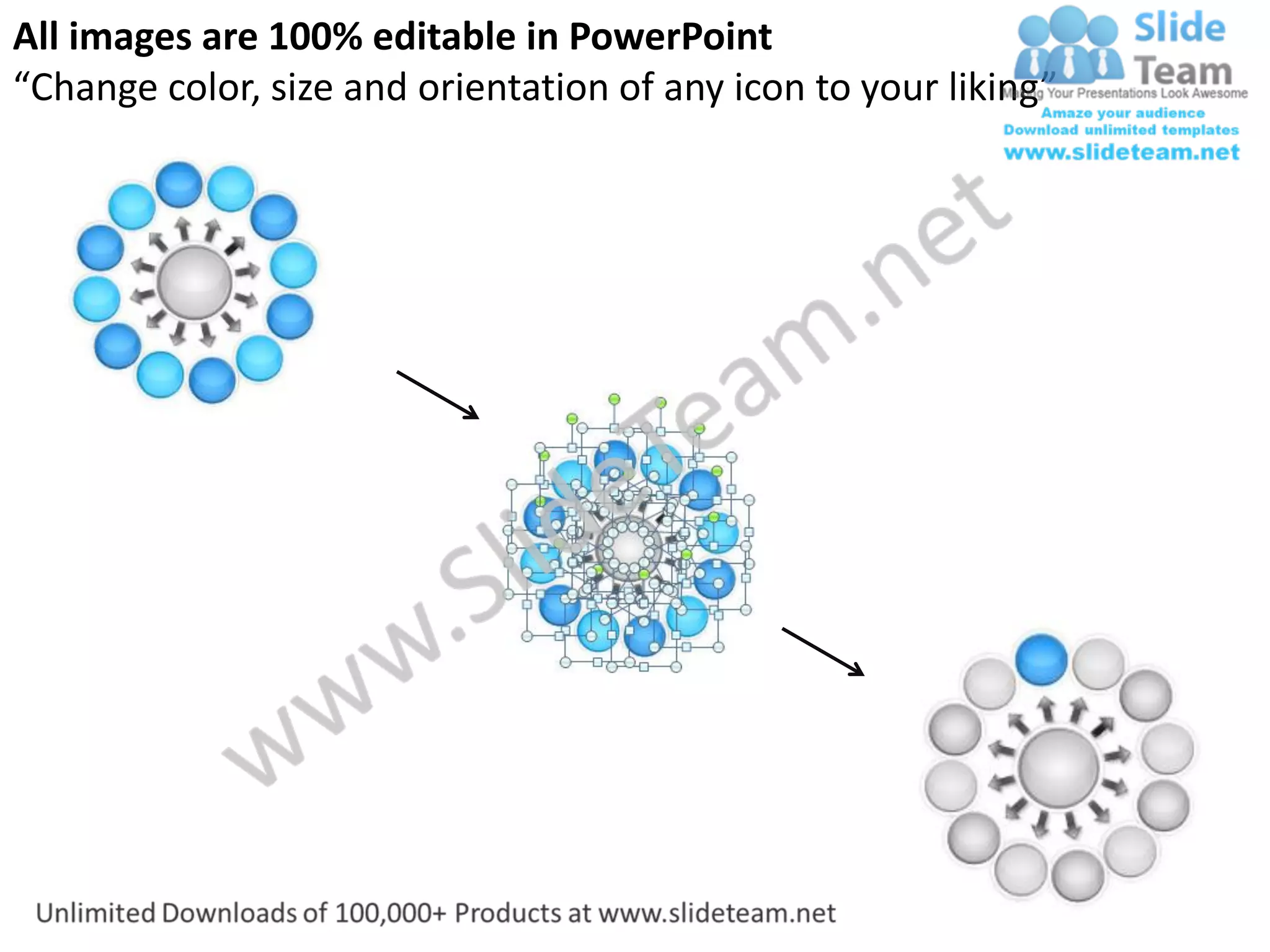 Layout of converging 12 steps linear flow cycle chart power point ...