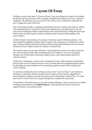 Layout Of Essay | PDF