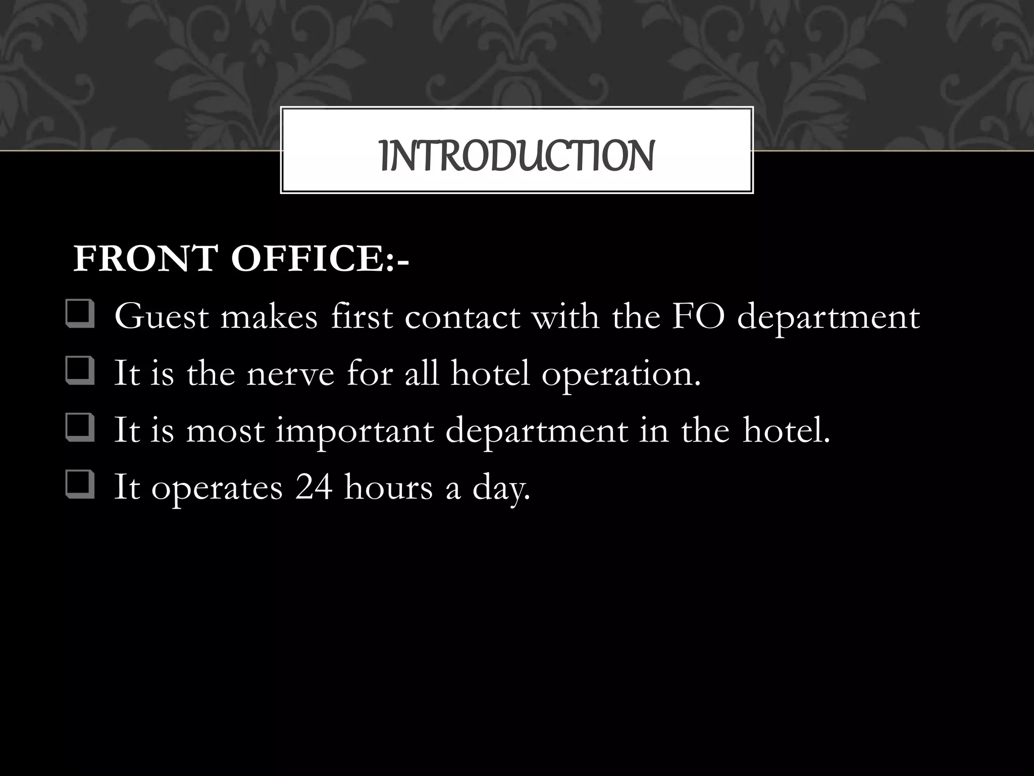 Layout of front office & various sections of FO | PPTX