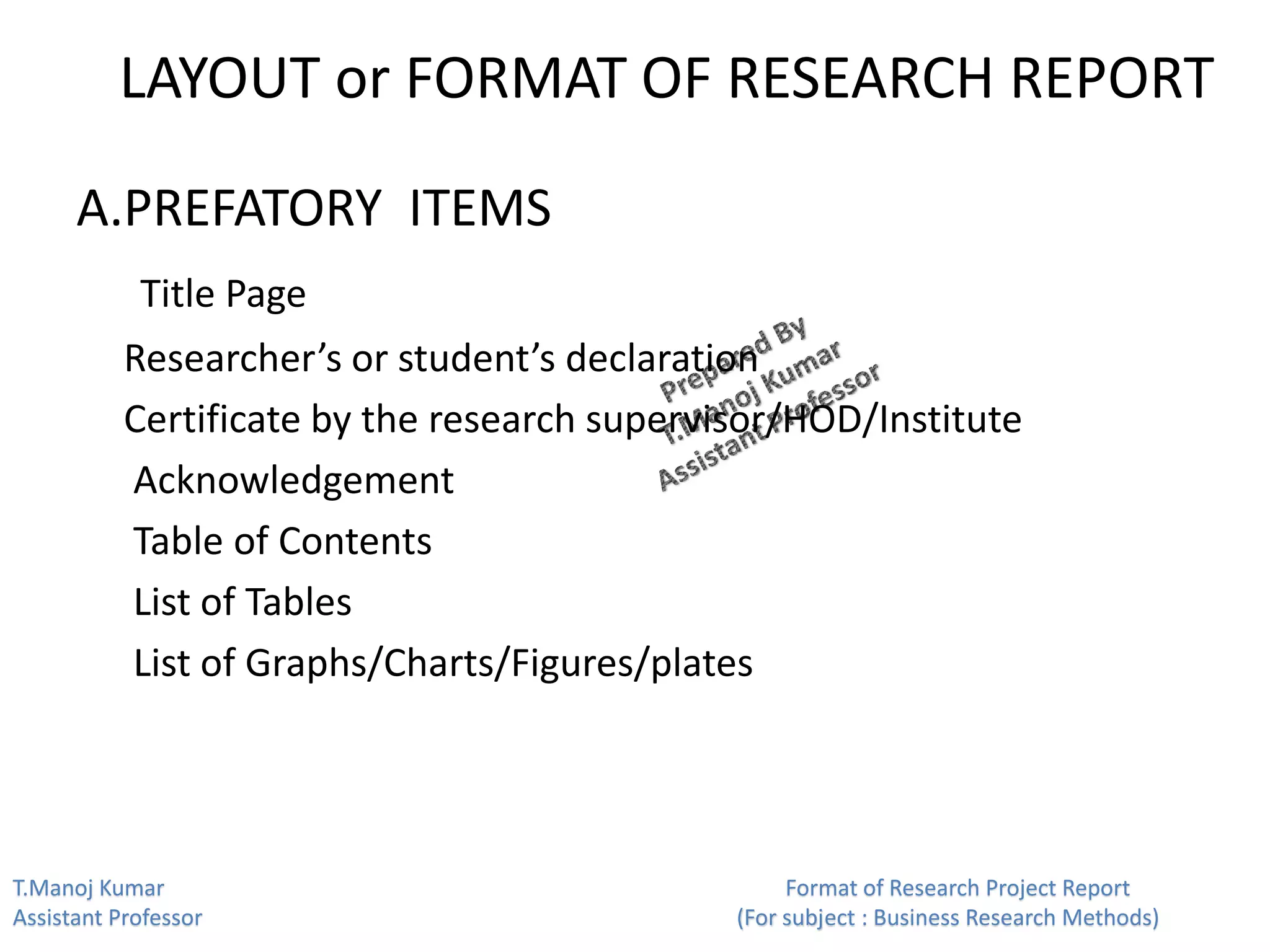 Layout or format of project report | PPTX